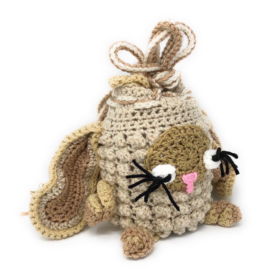 Crochet Rabbit Drawstring Bag: Handmade Boho Easter Bunny Gift - Etsy