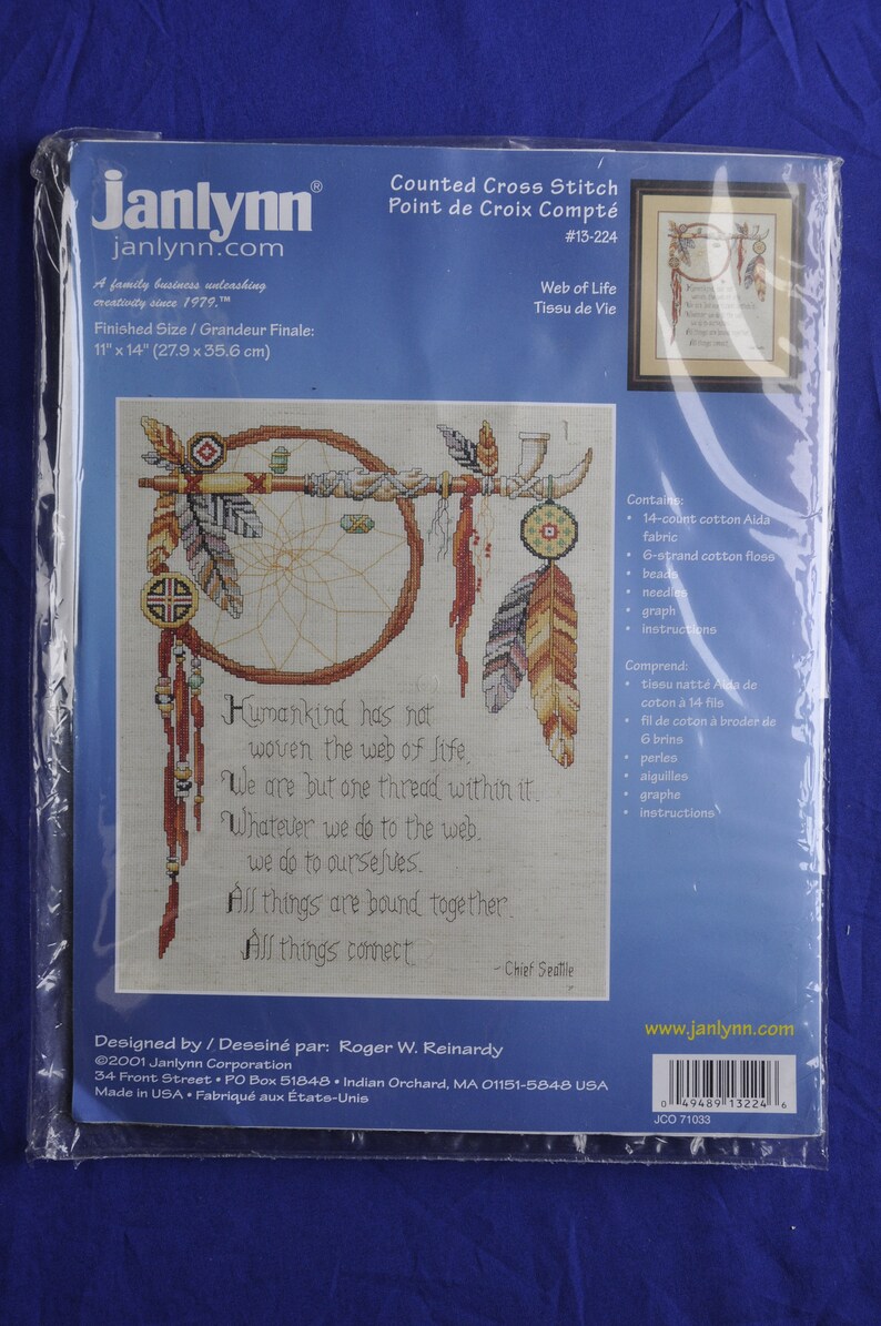 RARE FIND Web of Life Counted Cross Stitch Kit From Janlynn 13-244 ...