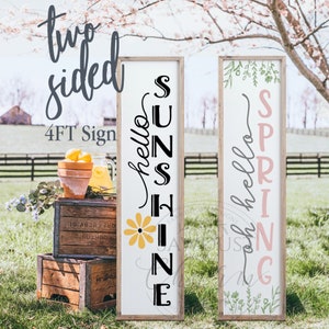 Two Sided Spring to Summer Porch Sign / Oh Hello Spring / Welcome / Hey ...