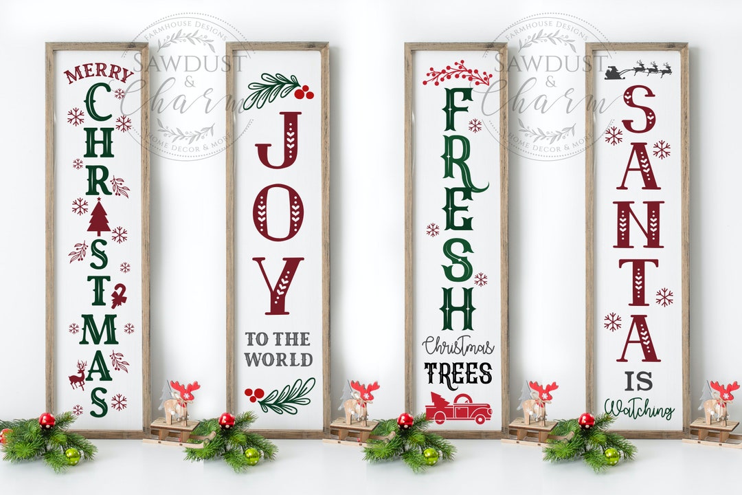 Christmas Porch Sign / Vertical Framed Sign / Merry Christmas Sign ...
