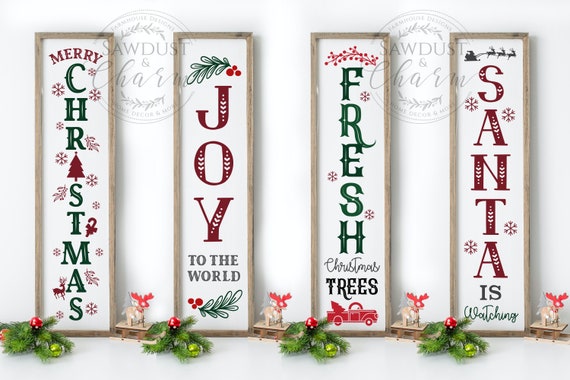Christmas Porch sign / Vertical framed sign / Merry Christmas | Etsy