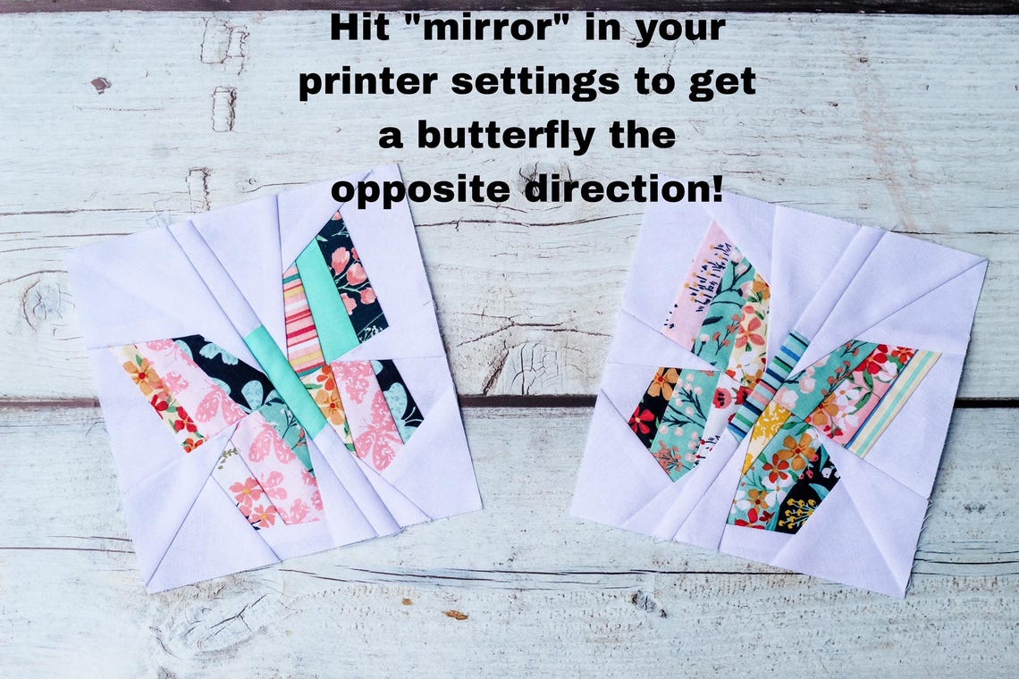Butterfly FPP Quilt Block Simple Sewing Pattern for Spring, 6 Sizes ...