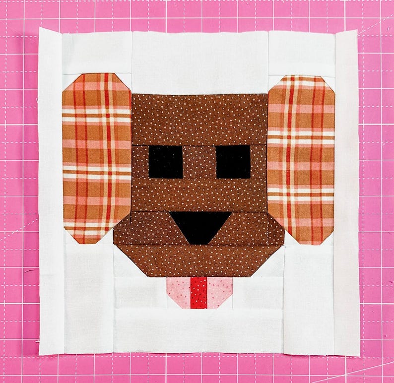 FPP Puppy Face Quilt Block Pattern | Foundation Paper Piecing Dog ...