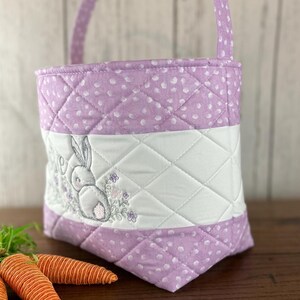 Personalized Easter Basket, Girl's Easter Basket, Purple Quilted, Shabby Chic, Easter Bunny, Egg ...