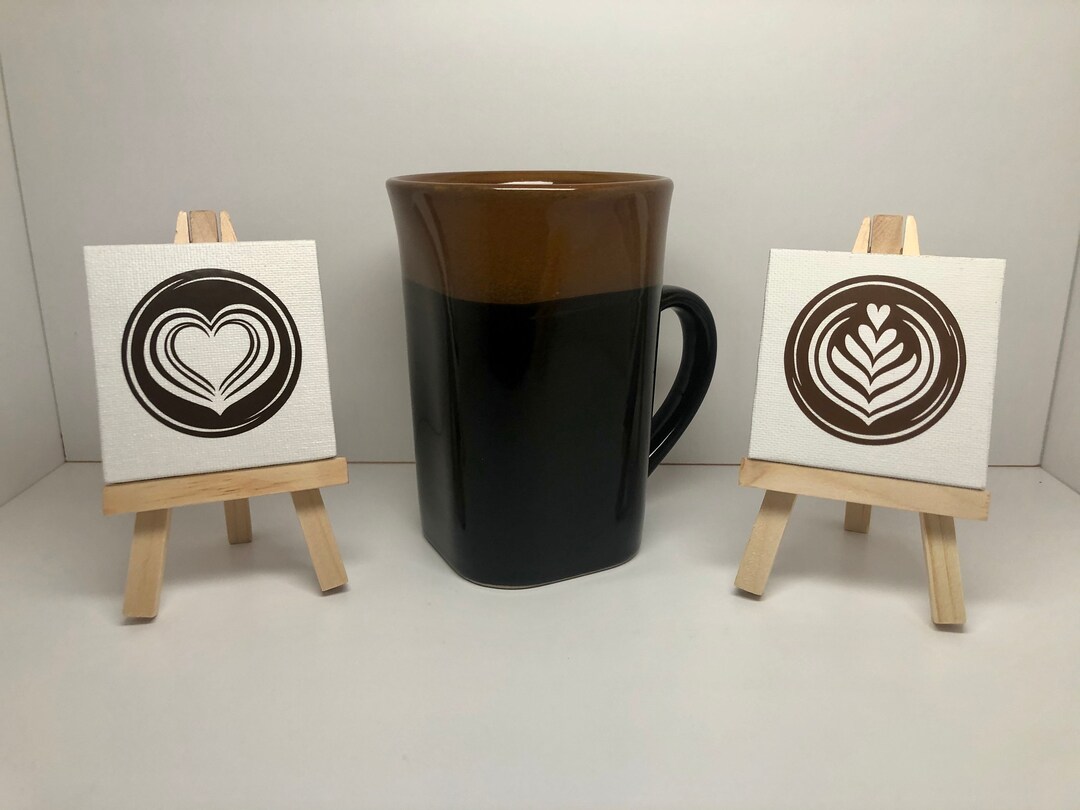 Small Coffee Canvas Easel Sign, Fresh Brewed Coffee Art, Mini Latte ...