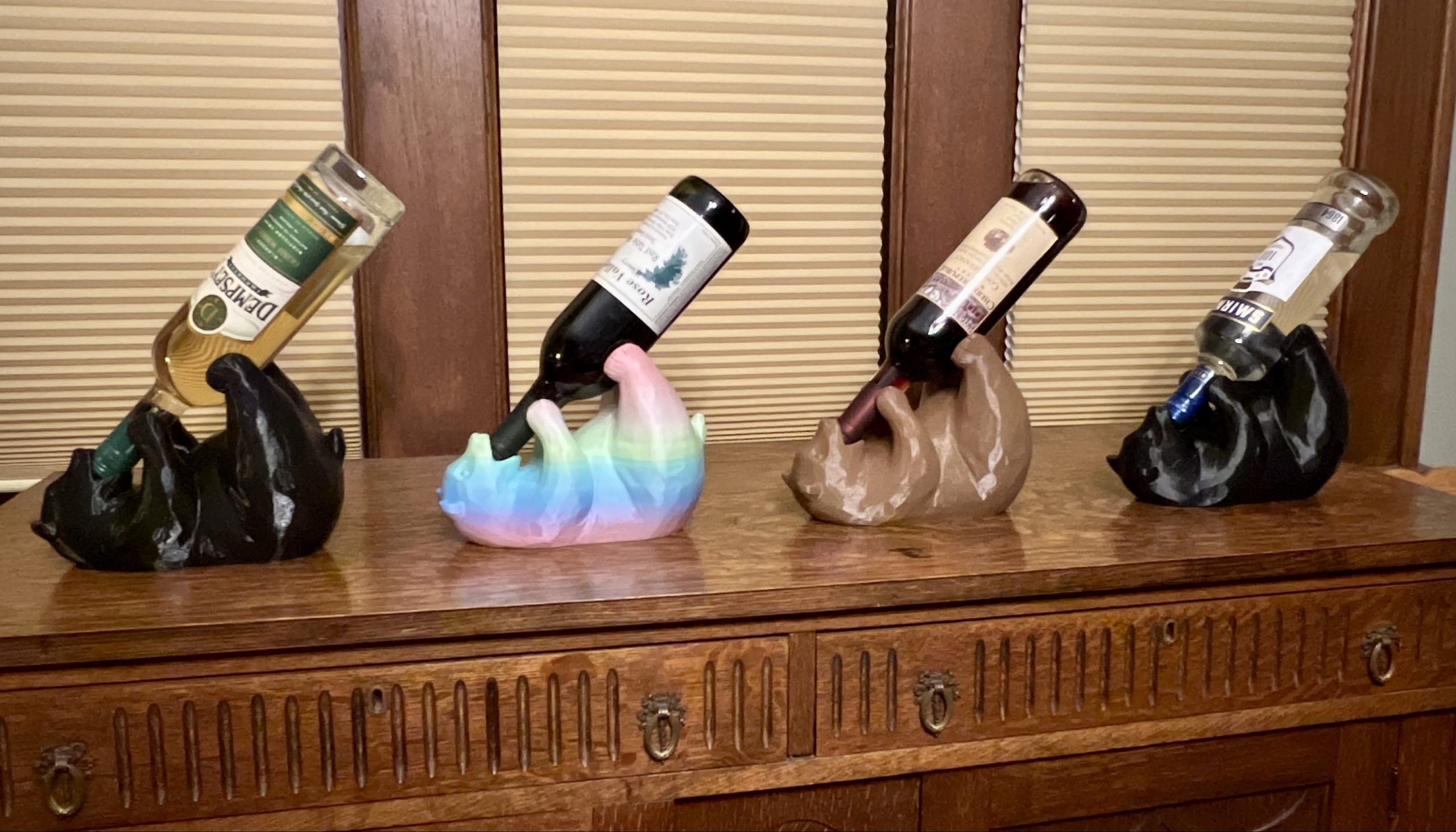 3D Printed Wine Holder, Black Bear Wine Holder, Unique Wine Holder ...