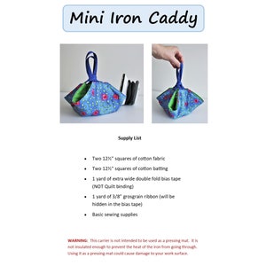 PDF Pattern for Padded Travel Mini Iron Caddy/carrier; Easy, User ...