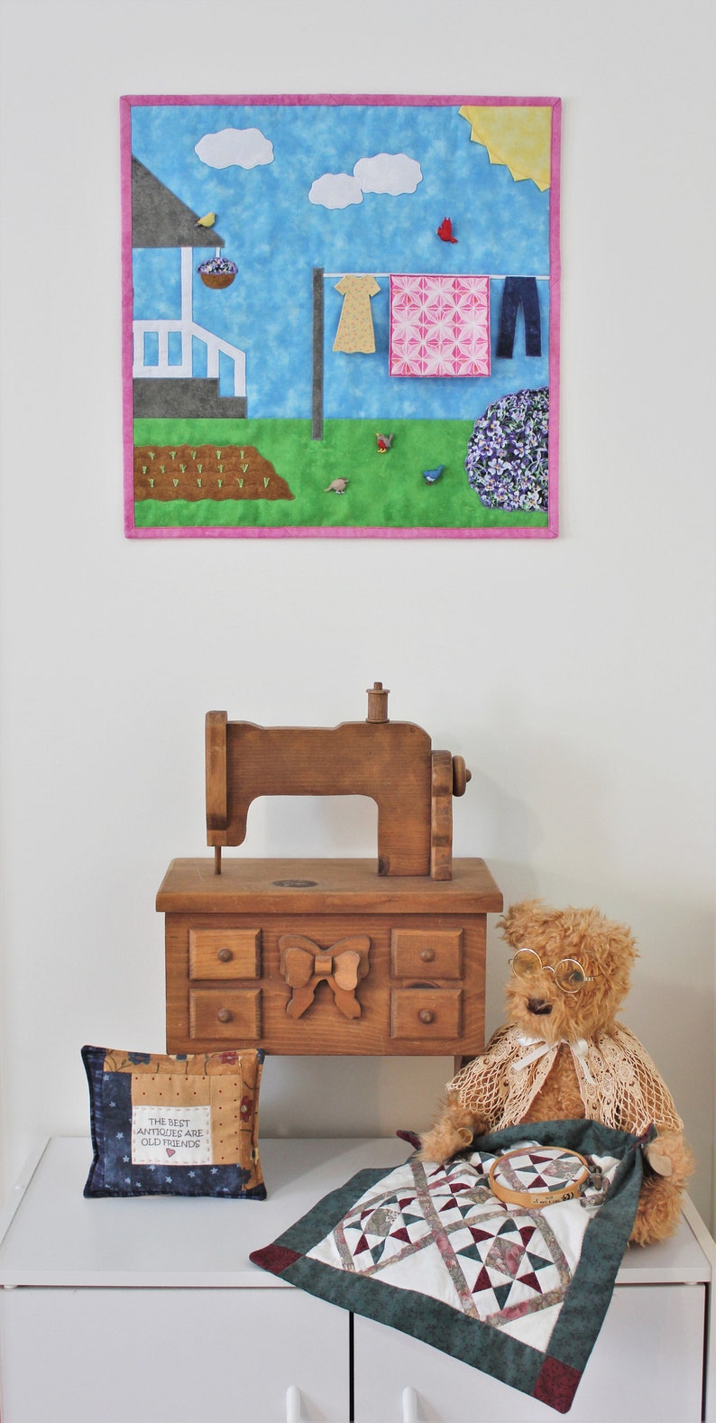 PDF quilt pattern for applique spring wall quilt with 3D | Etsy