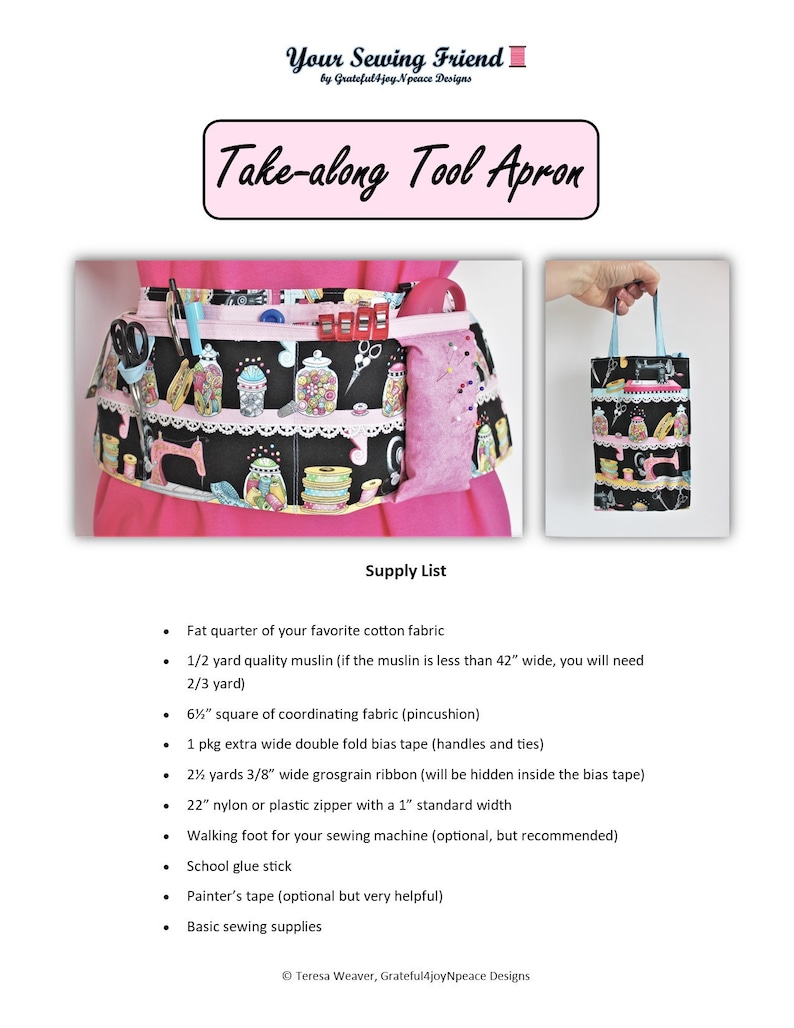 PDF Pattern for Sewing/quilting & Craft Tool Apron With Zipper - Etsy ...