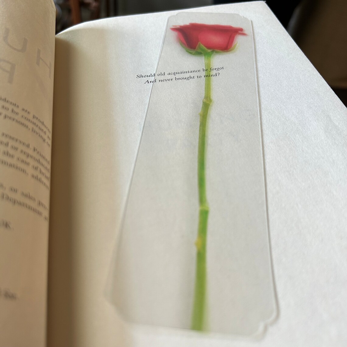 A Rose Bookmark Clear - Etsy