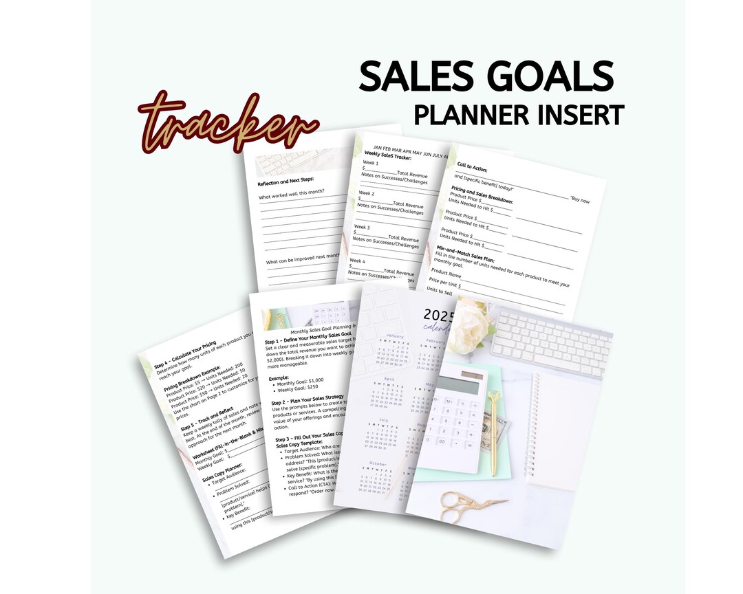 Monthly Sales Goal Planner Insert | Digital Sales Tracker - Etsy