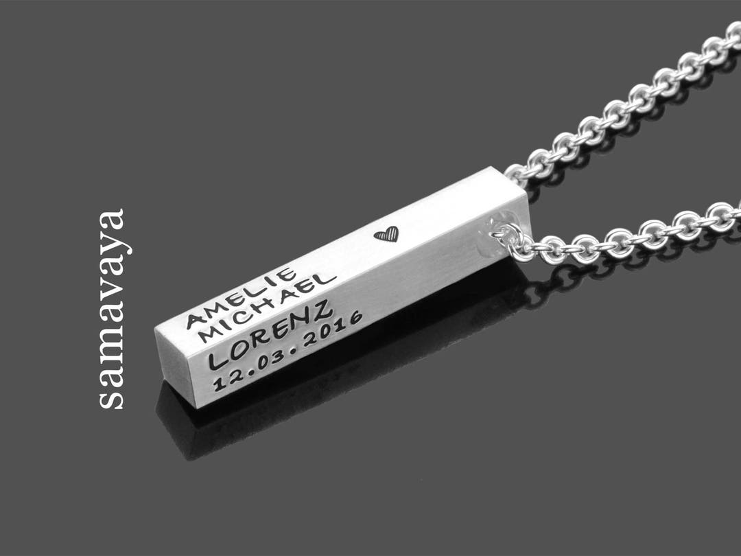 Men's Chain Family Chain Engraving Personalized FBML DOUBLE 925 Silver ...