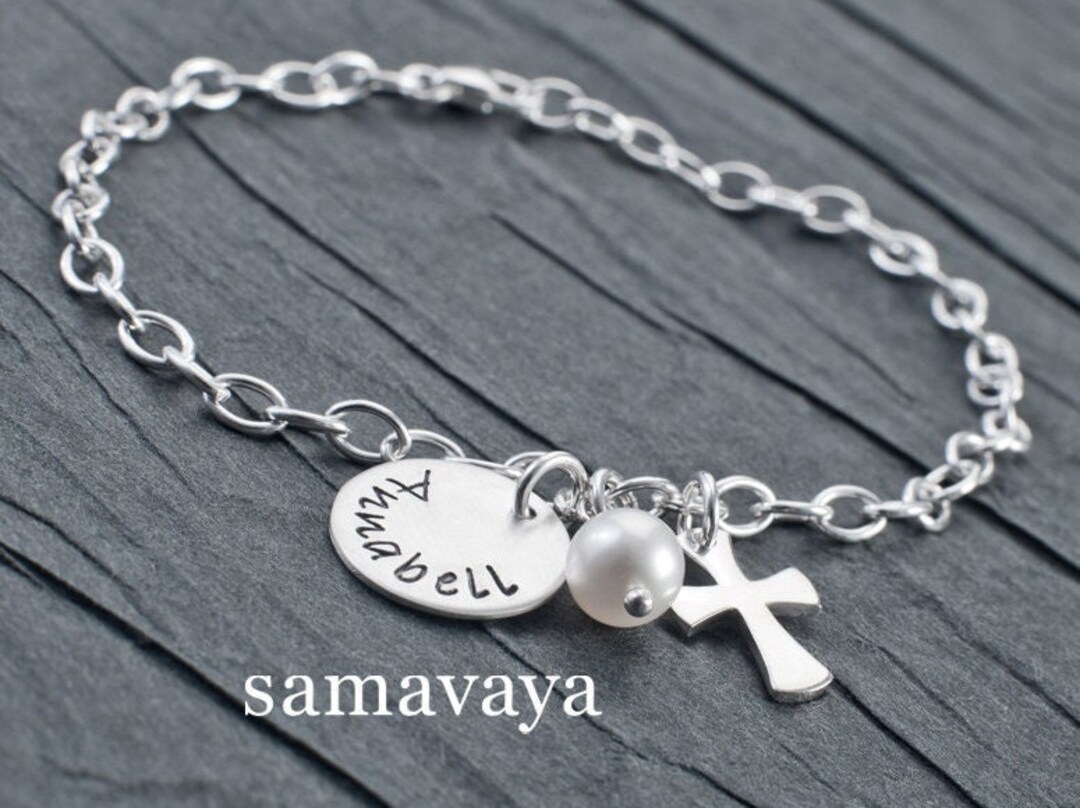 Bracelet Communion Gift Confirmation Girl Engraving THE CROSS 925 ...