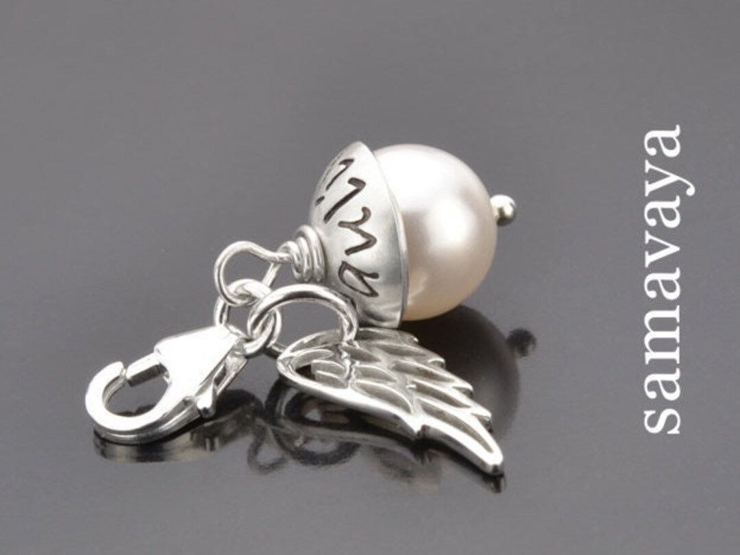 Pendant Angel Wing Pearl Engraving Wings LYHO WINGED 925 Silver Charm ...
