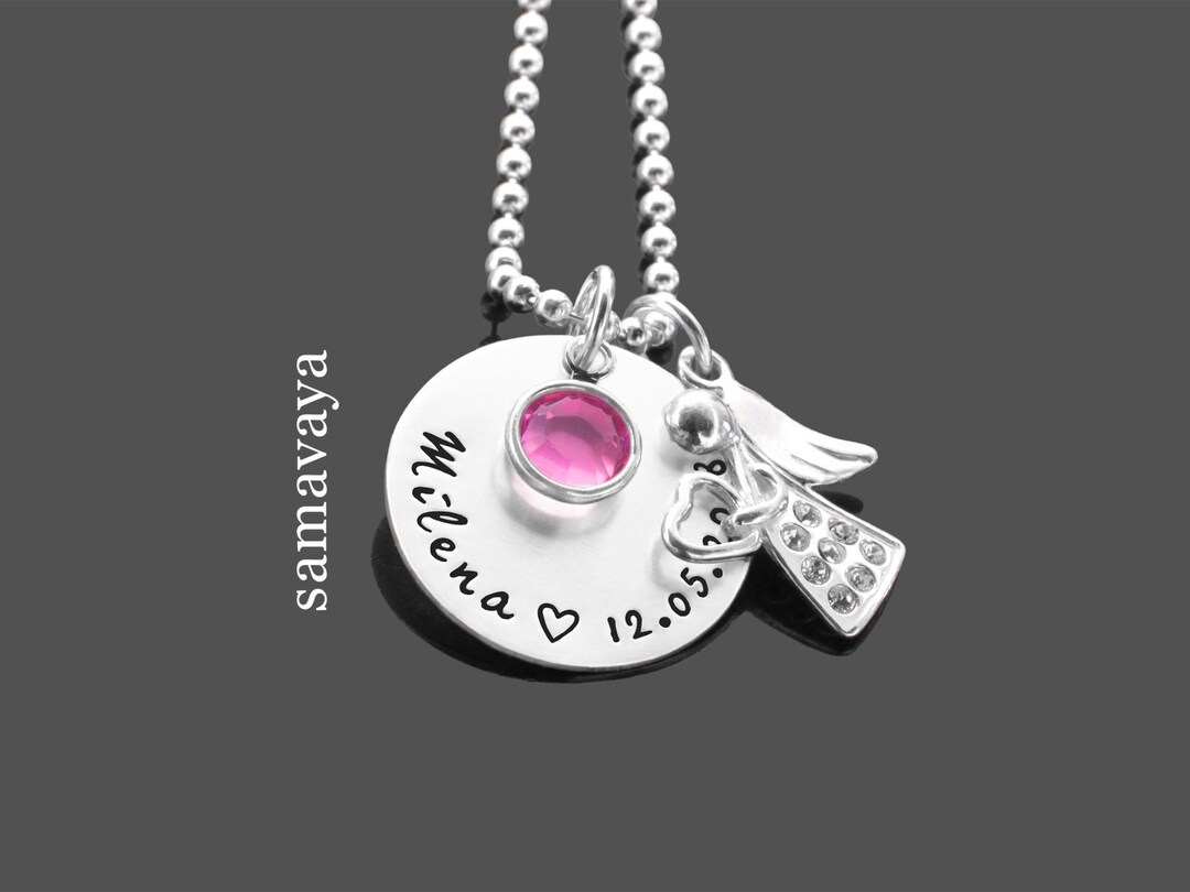 BAPTISM CHAIN ENGRAVING Christening Jewelry Angel Name Chain - Etsy UK