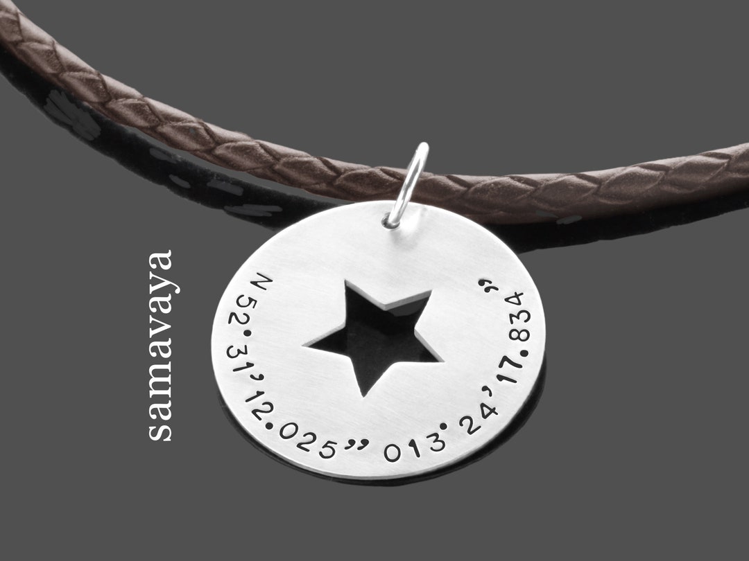 Men's Chain Leather Strap Silver Star Star Coordinates GEO MEN STAR ...