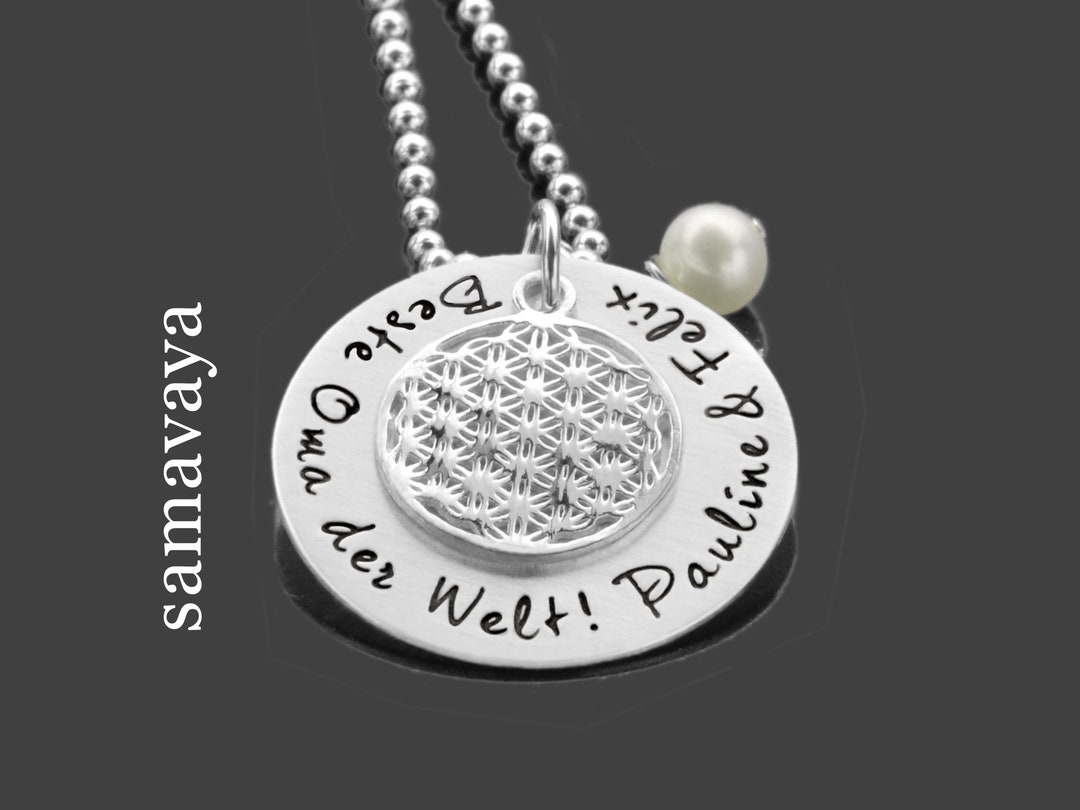Name Necklace With Engraving BEST GRANDMA in the WORLD 925 Silver Chain ...