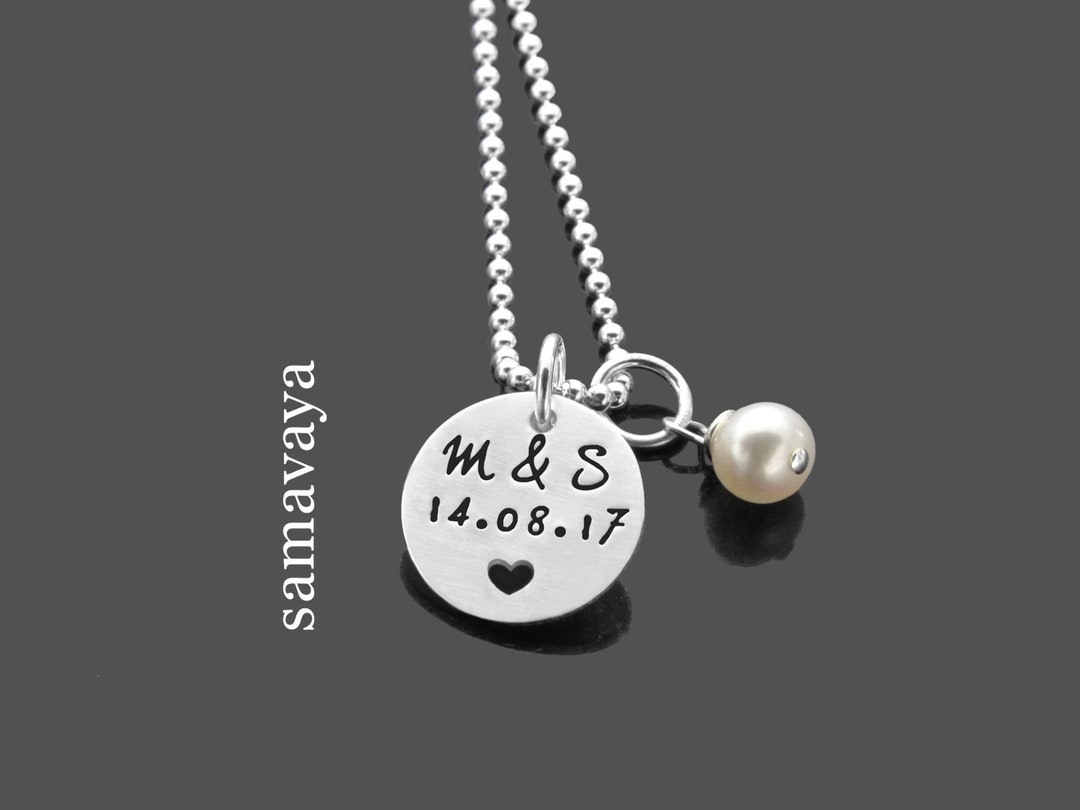Partner Necklace With Engraving Initials and Date of Meeting IN LOVE ...