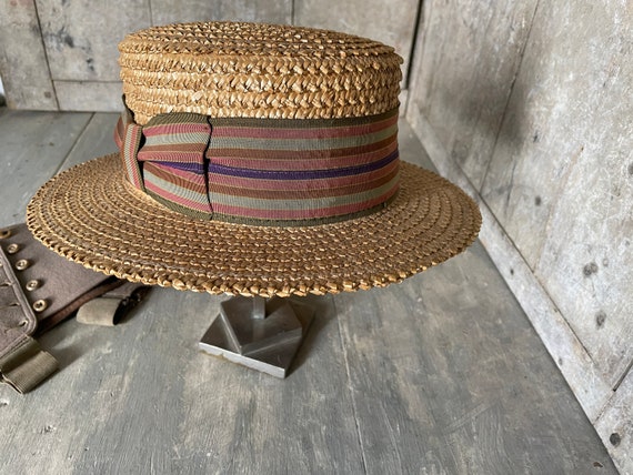 1920s straw boater hat - Gem