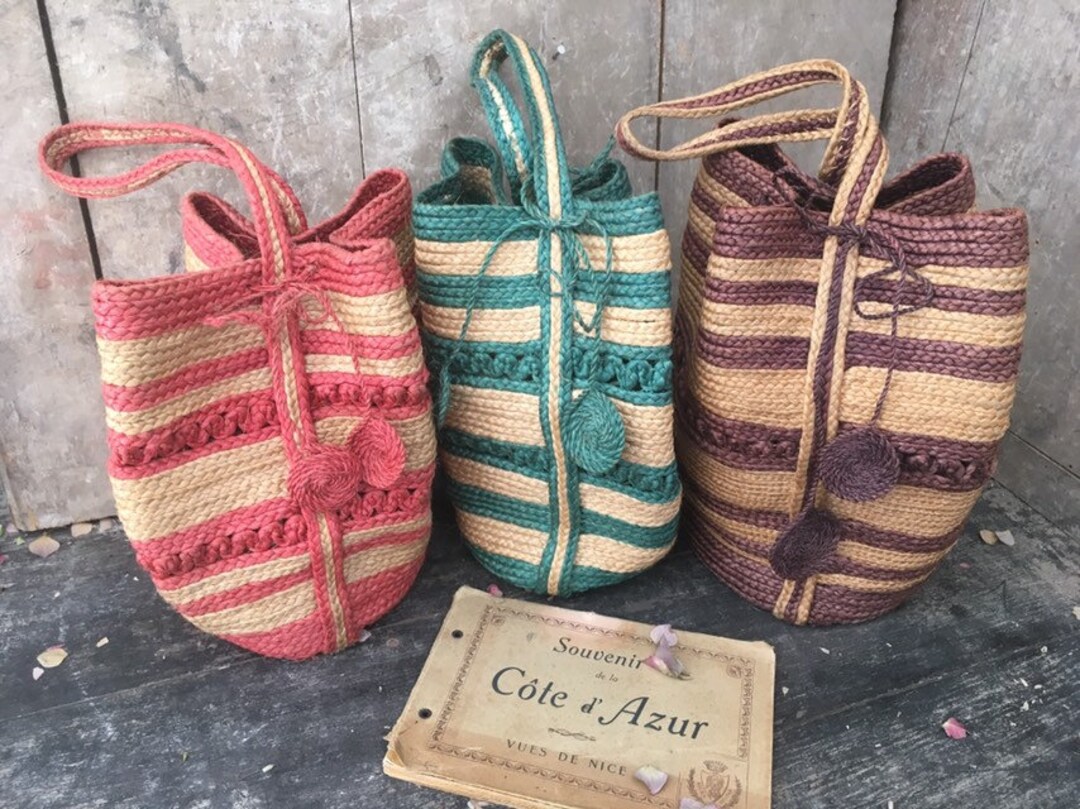 Vintage Raphia Beach Bags - Etsy