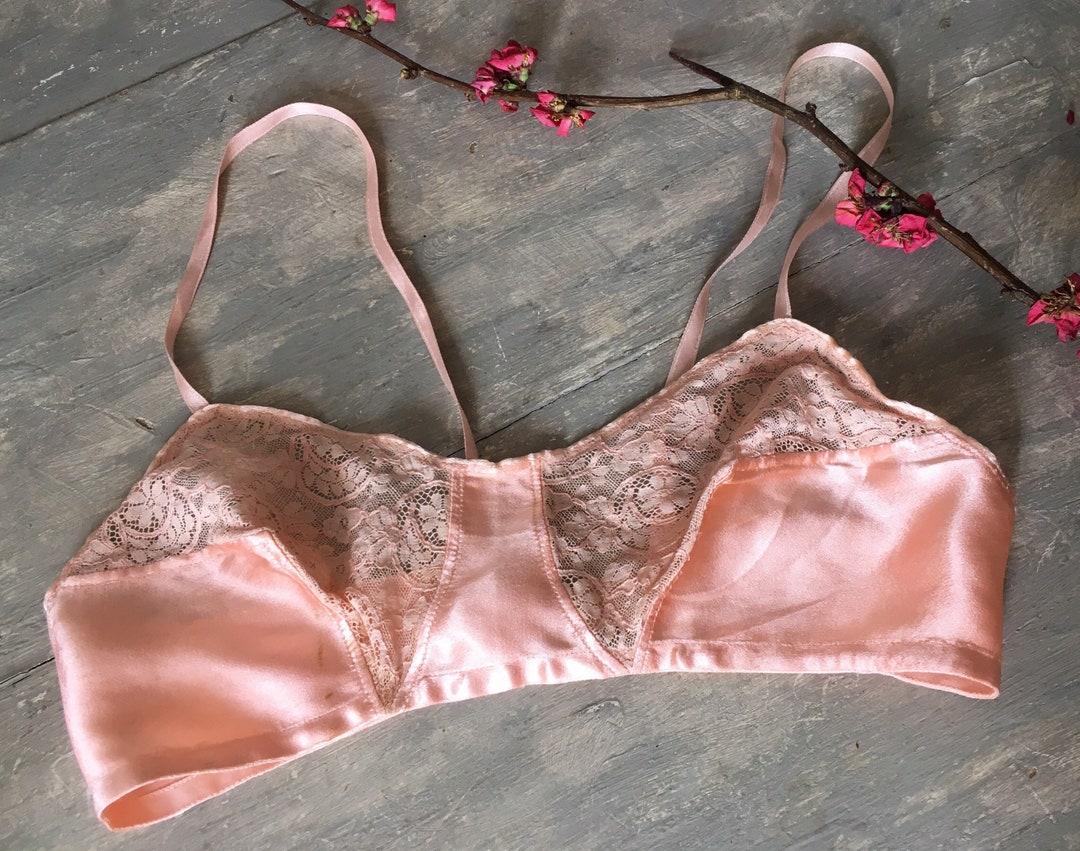 1920s Peach Silk and Lace Bra - Etsy