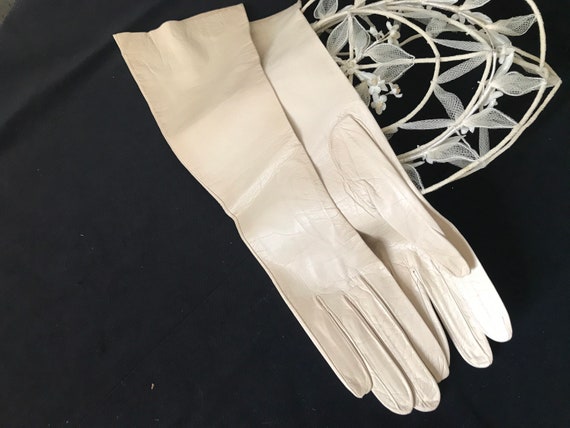 Vintage beige leather gloves - Gem