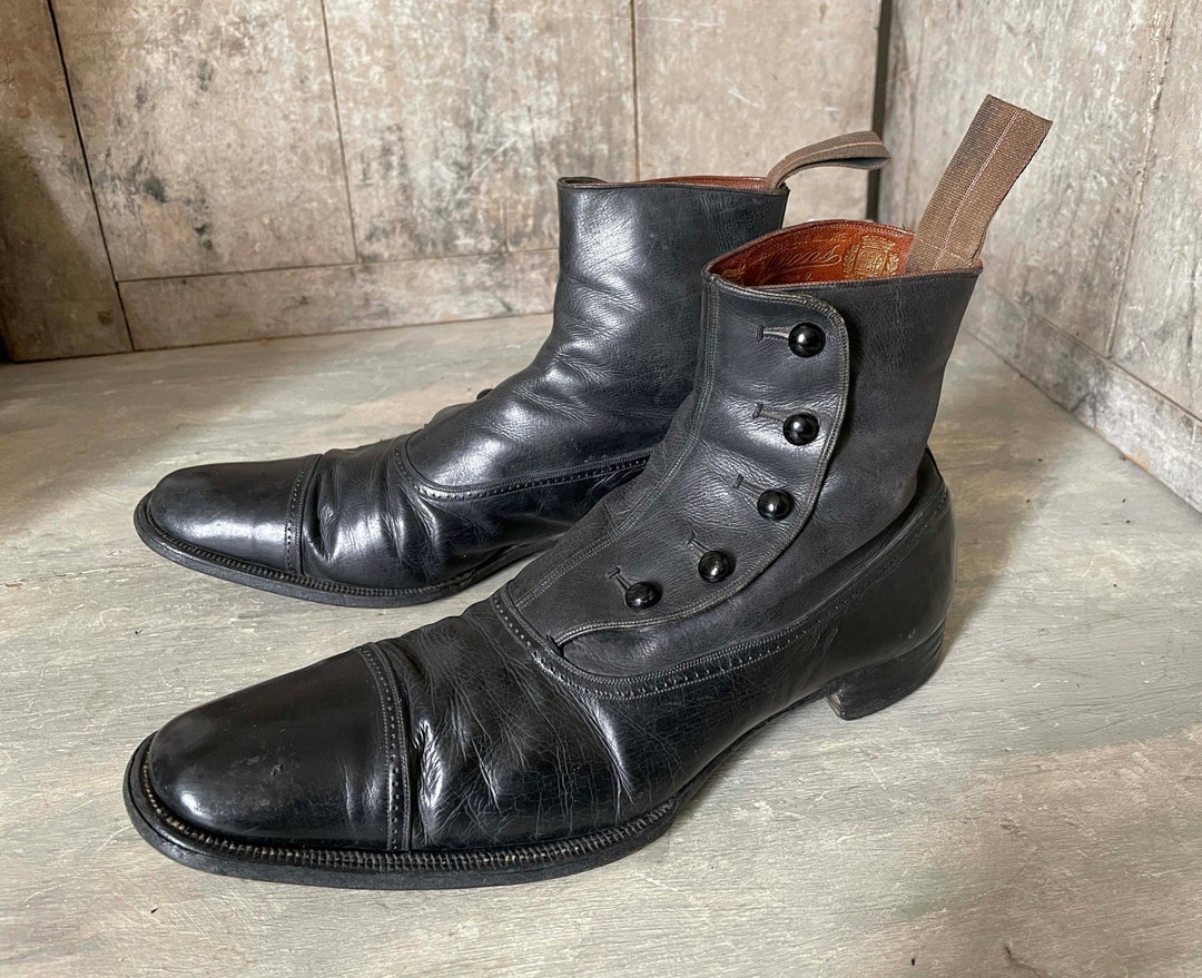 Edwardian Mens Leather Button Boots - Etsy