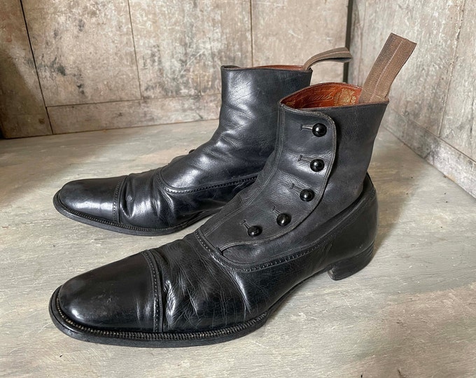 Edwardian Mens Leather Button Boots - Etsy