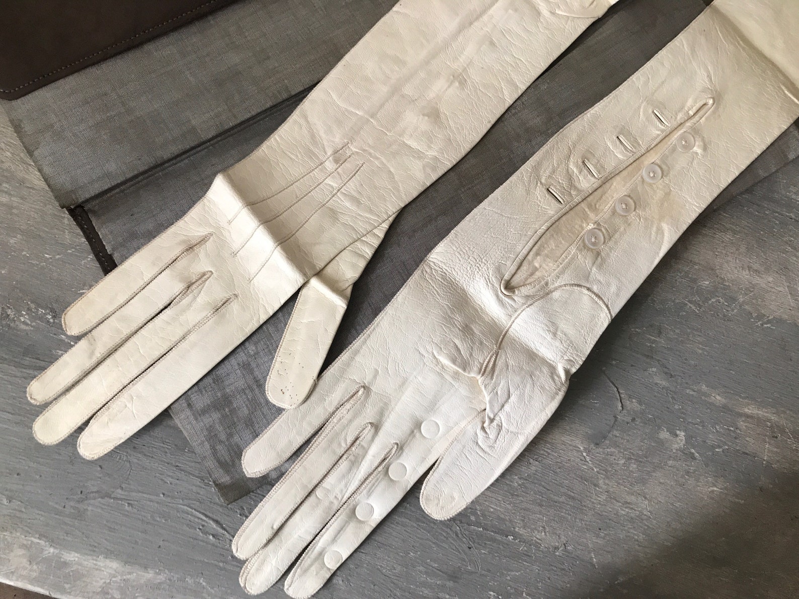 Antique Long White Opera Gloves With Pouch - Etsy