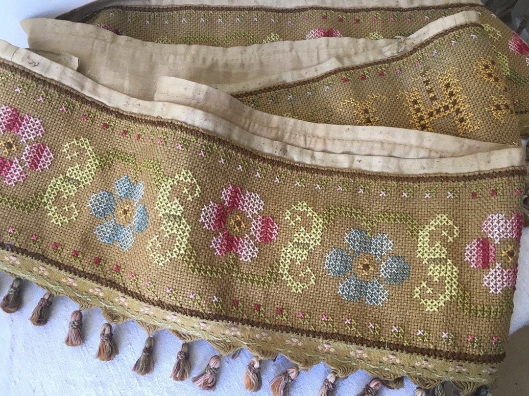 Cross Stitch Embroidered Panel of Fabric - Etsy
