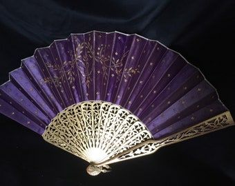 Antique Hand Fan 1900s Folding Fan French Paper W Musicians and Roses ...