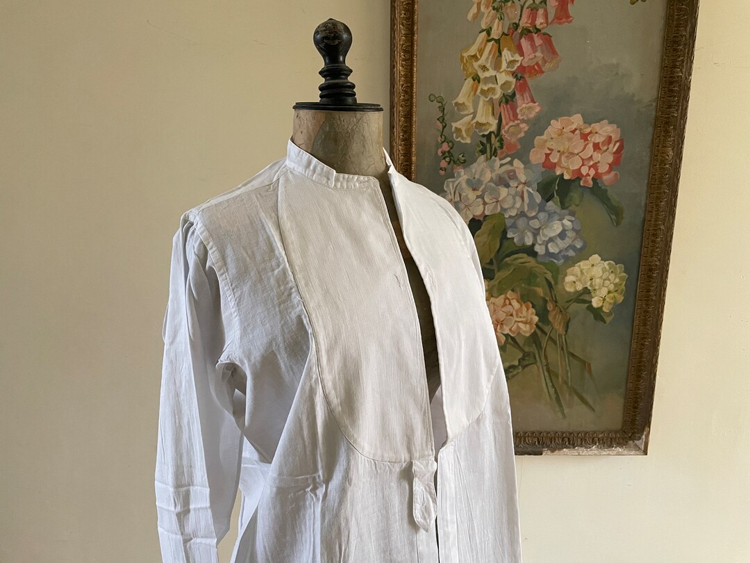 French Antique Collarless Shirt - Etsy