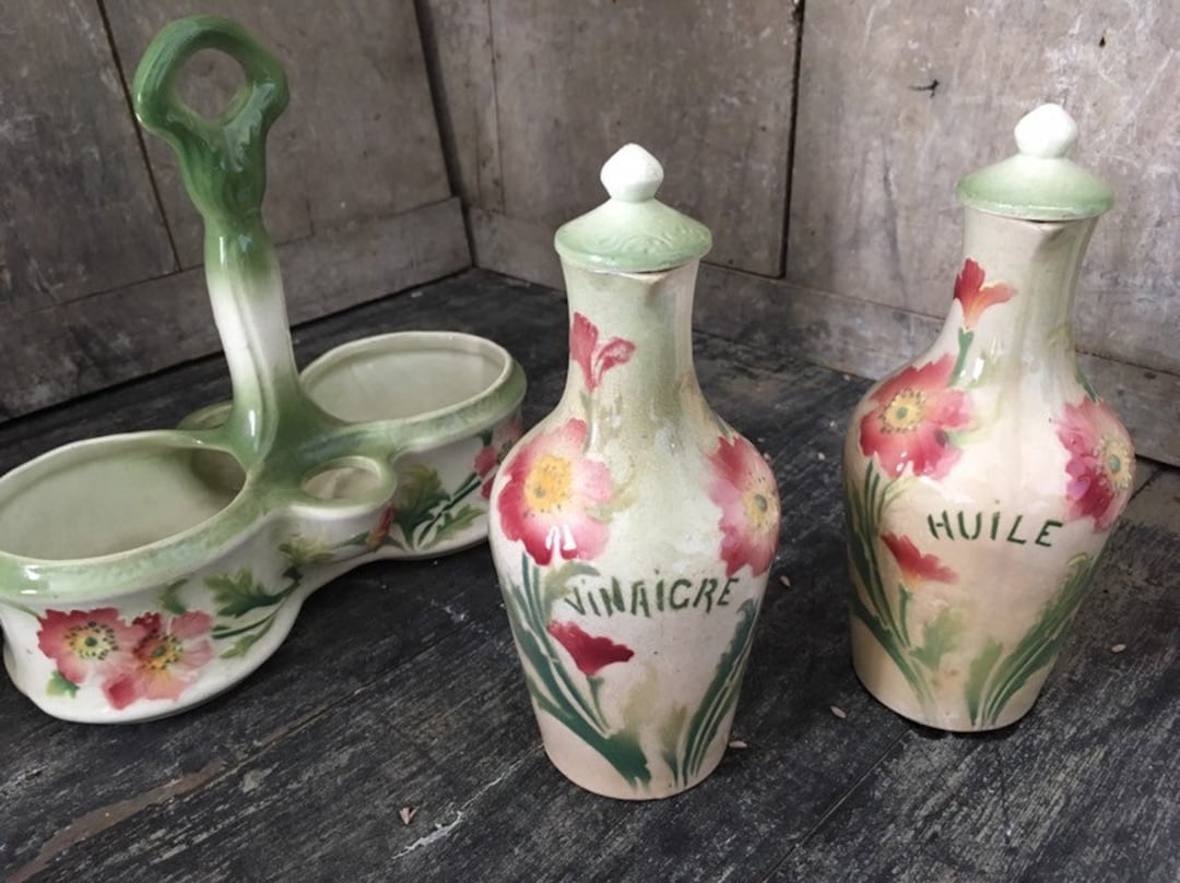 Art Nouveau Oil and Vinegar Set With Holder - Etsy