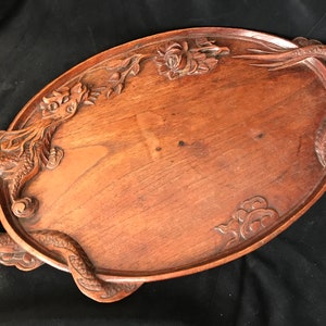Wooden Tray With Sculpted Dragon - Etsy