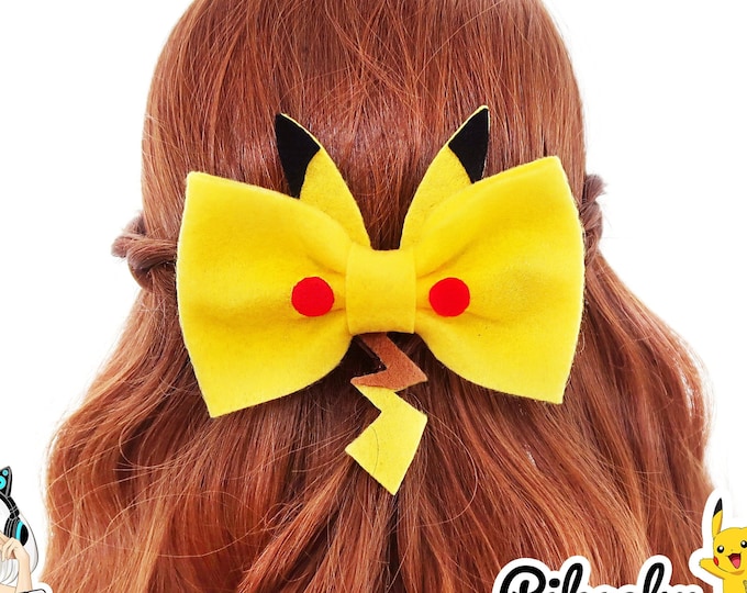Pikachu Bow ---- Pokemon Cute Bow, Pixielatedesign, Kawaii, Cute, Video ...