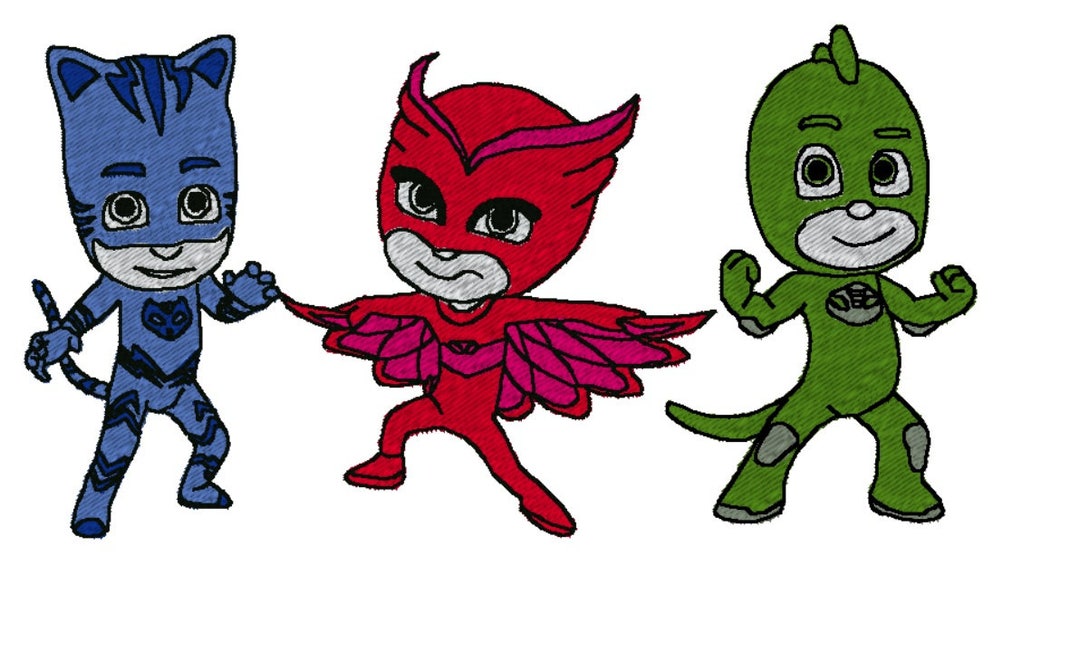 Set of Pj Masks Embroidery Design - Etsy Australia