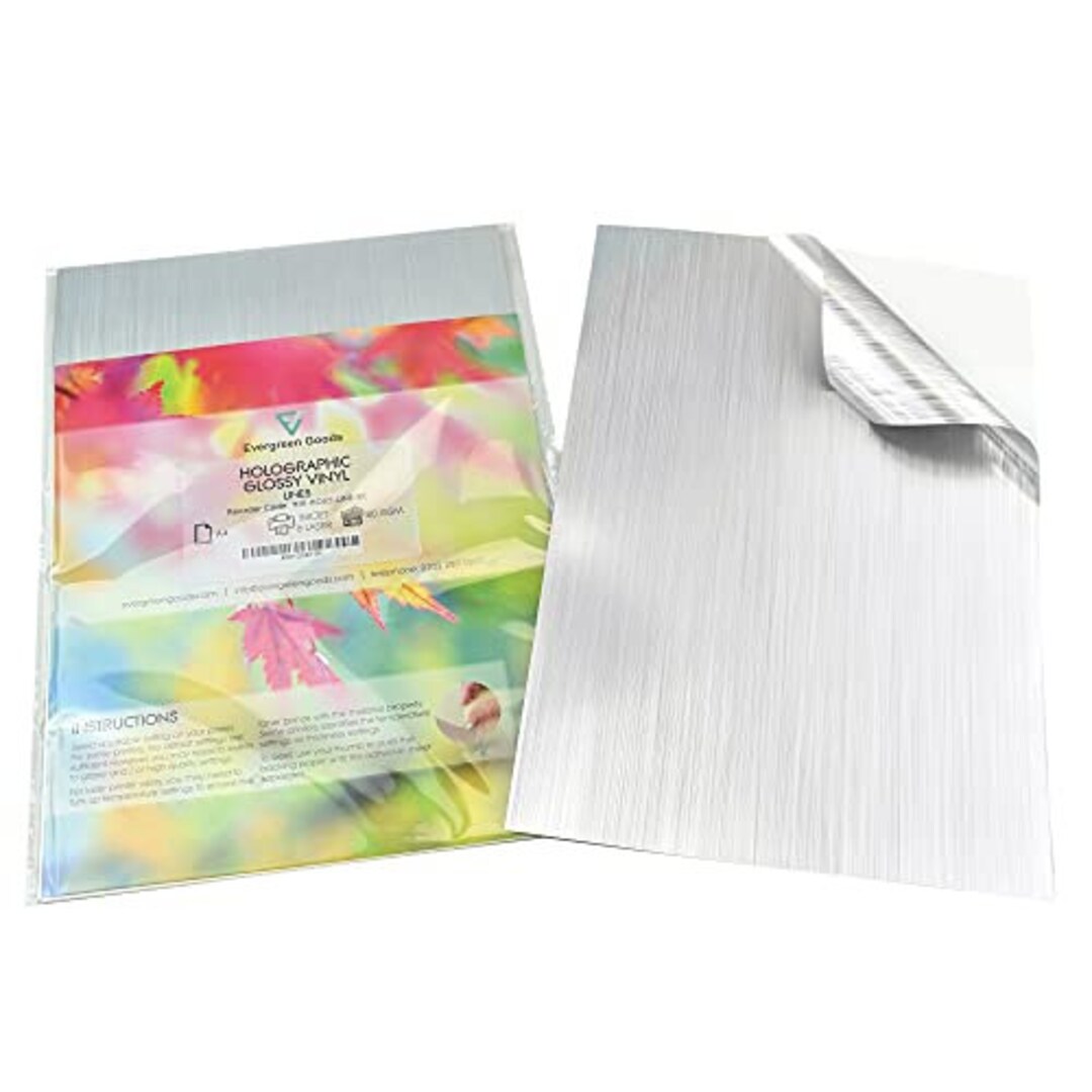 A4 Printable Holographic Silver Sticker Paper Vinyl LINES Pattern ...