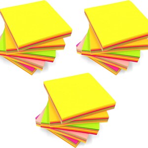 Multi-coloured Sticky Notes - Colourful Pastel/neon Adhesive Pads, 100 ...