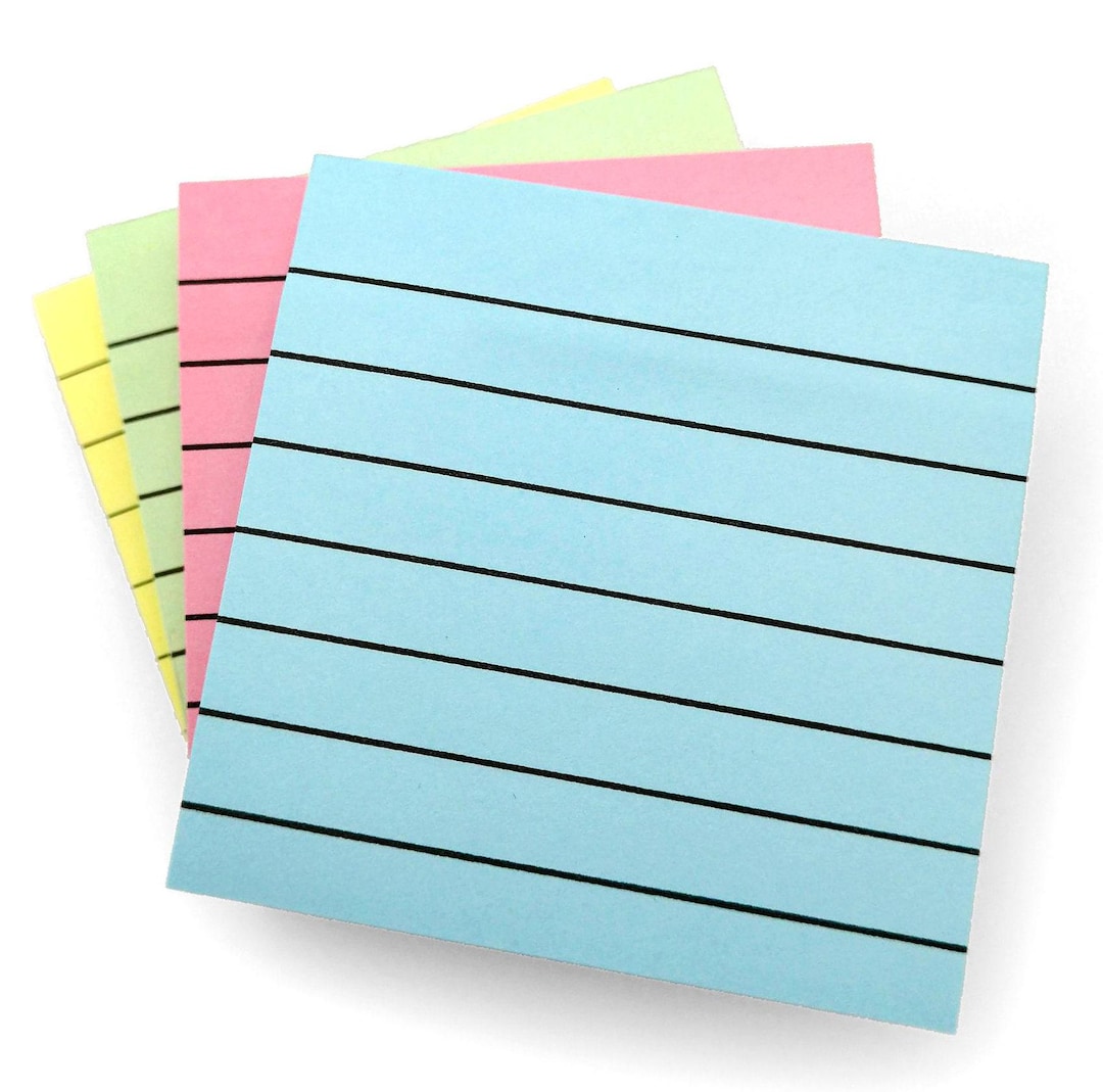 Square Lined Sticky Notes – Colourful Pastel Post It Notes, 100 Sheets ...
