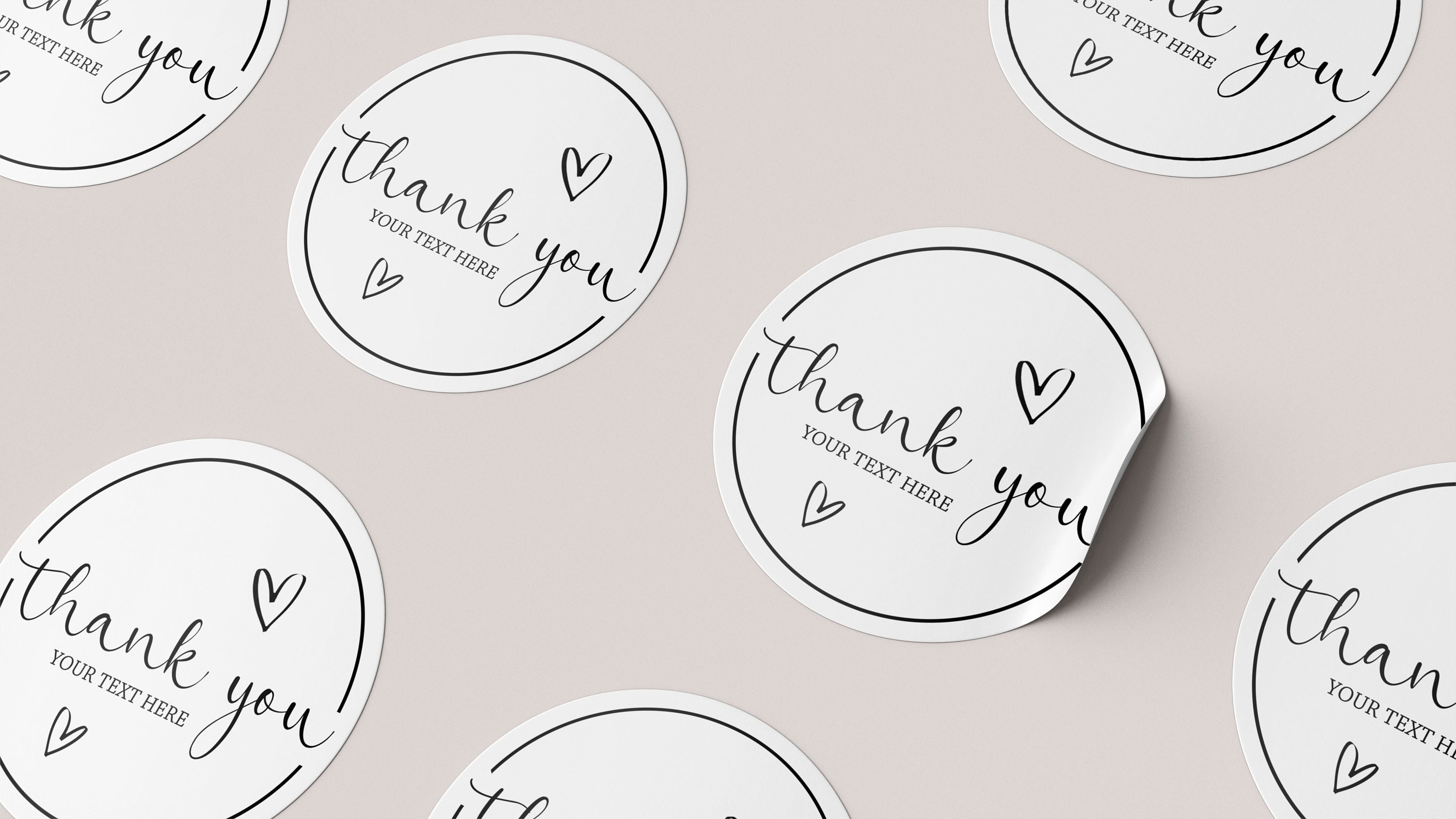 Thank You Vinyl Stickers / Pre Cut Circle Labels With Heart - Etsy UK