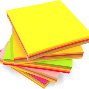 Multi-coloured Sticky Notes - Colourful Pastel/neon Adhesive Pads, 100 ...