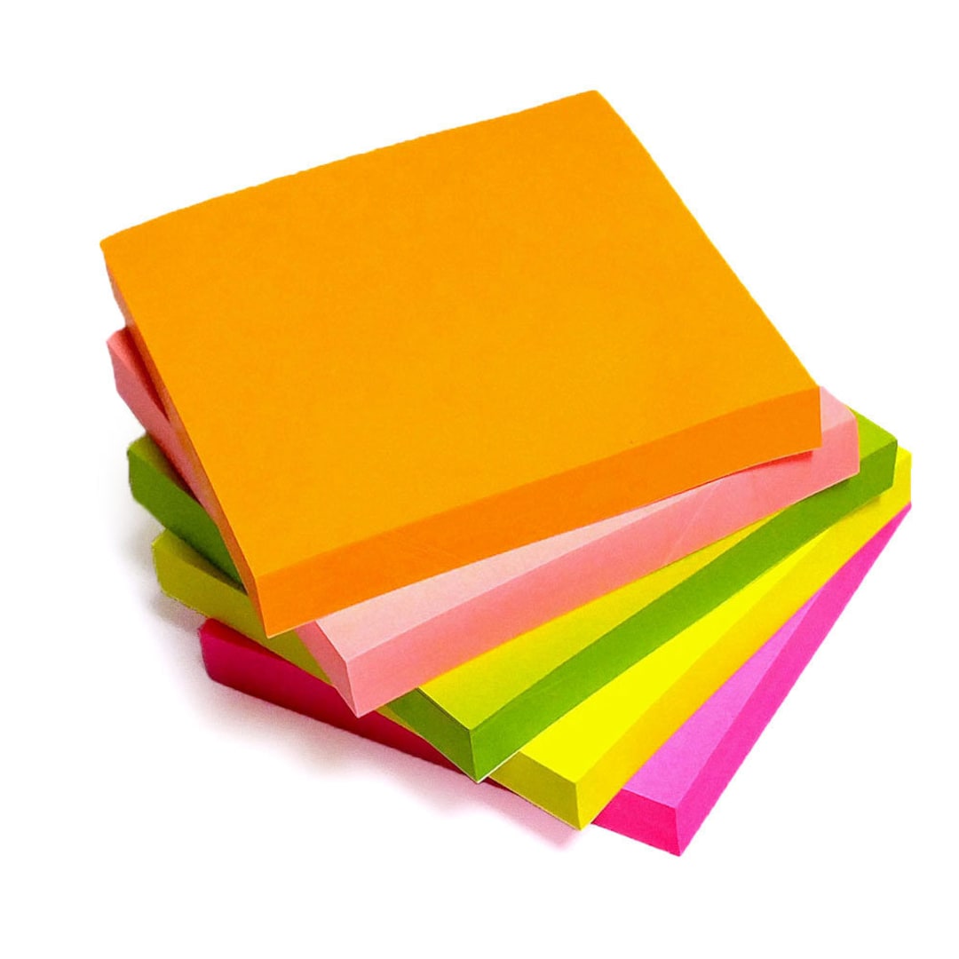 Bright Sticky Notes / Neon Square Post It Notes / Memo Pads of 100 ...