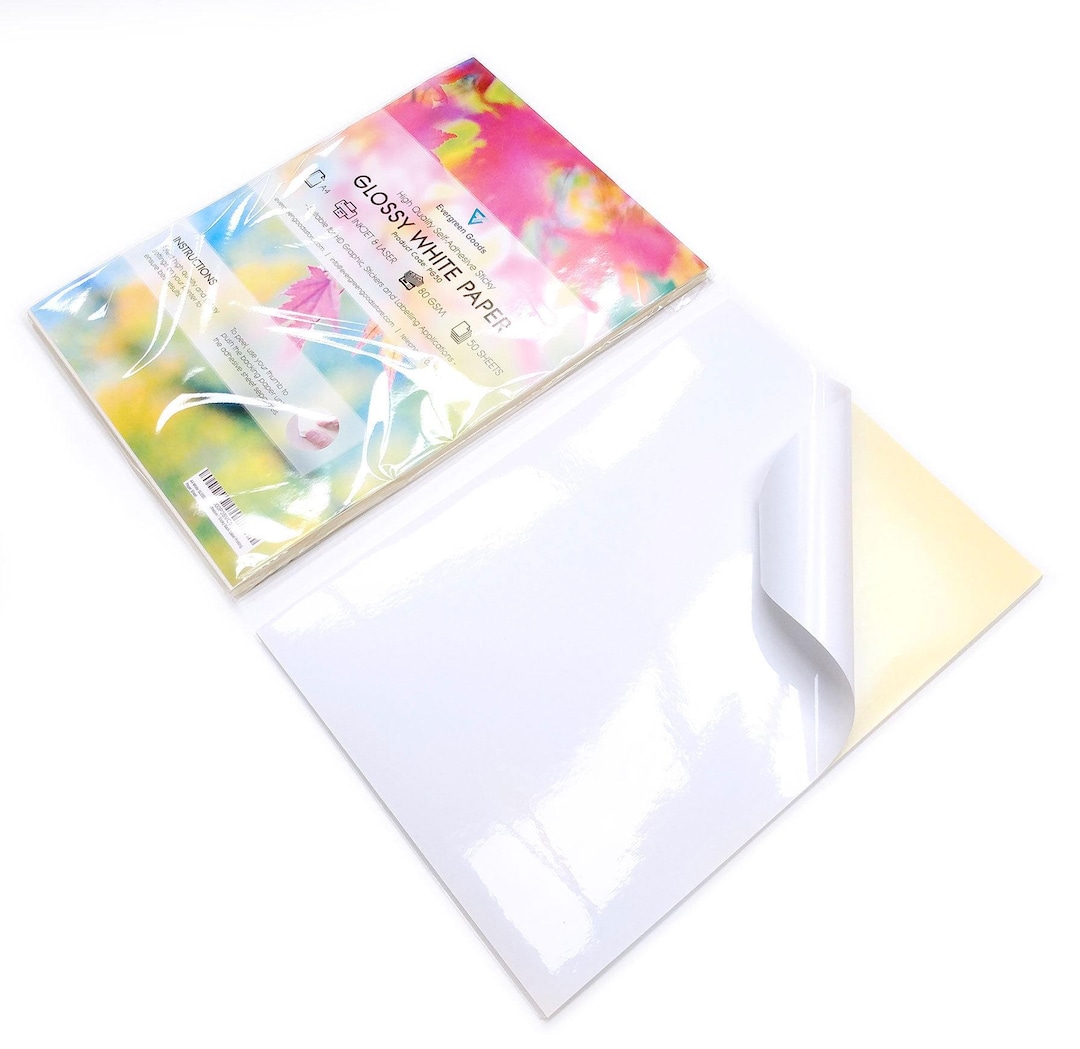 A4 Glossy Paper Labels, White Blank Customisable Stickers, DIY Self ...