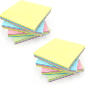 Multi-coloured Sticky Notes - Colourful Pastel/neon Adhesive Pads, 100 ...