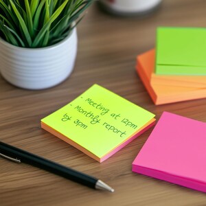Multi-coloured Sticky Notes - Colourful Pastel/neon Adhesive Pads, 100 ...