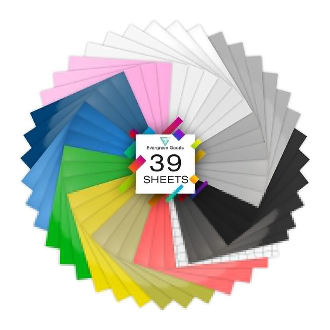 12x12 Sticker Vinyl - 39x Customisable Coloured Sticker Sheets for ...
