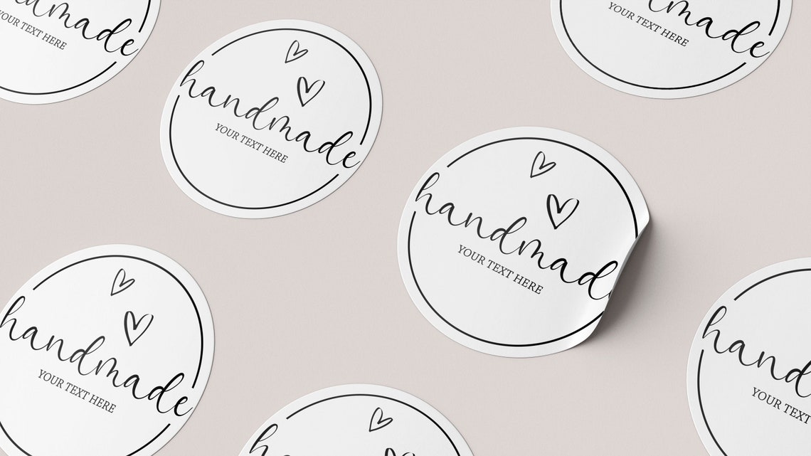Handmade Stickers / Pre Cut Circle Labels With Heart Design / - Etsy