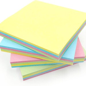 Multi-coloured Sticky Notes - Colourful Pastel/neon Adhesive Pads, 100 ...