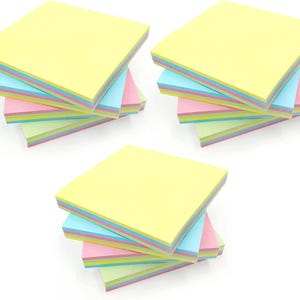 Multi-coloured Sticky Notes - Colourful Pastel/neon Adhesive Pads, 100 ...