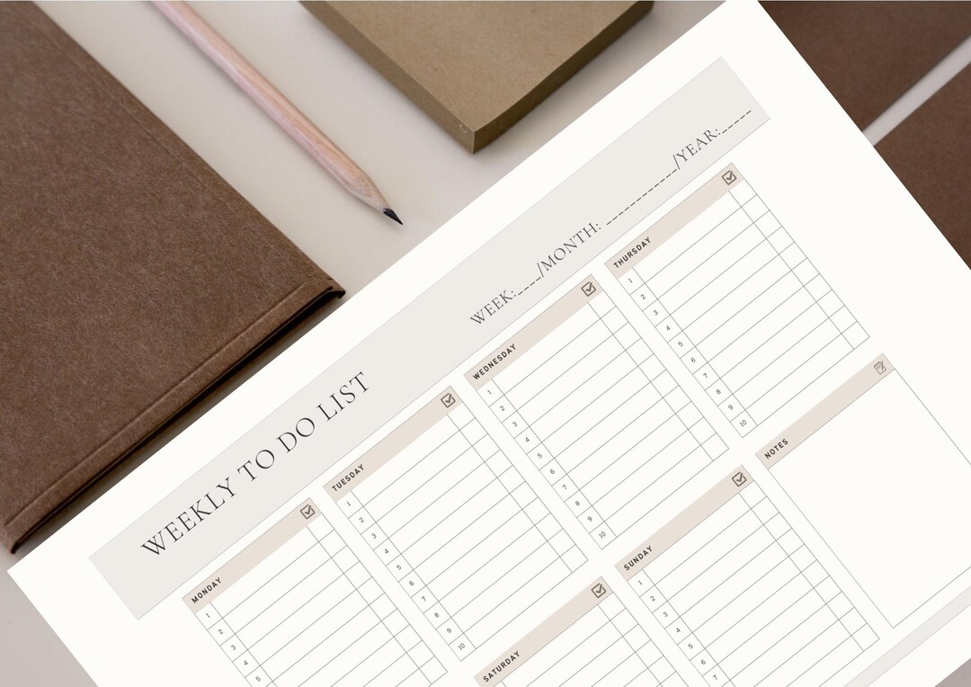 Weekly Planner Printable: Landscape To-do List (A3, A4, Letter PDF) - Etsy